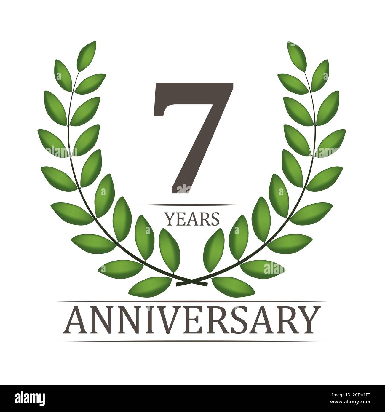7 Years Anniversary Template with Red Ribbon and Laurel wreath Vector ...