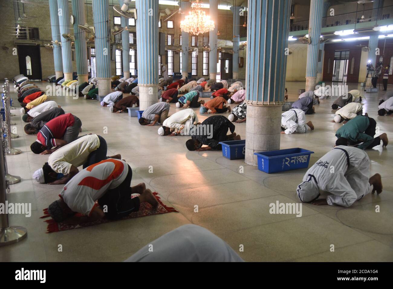 Muslims take prayer as they maintain social distancing at Baitul ...