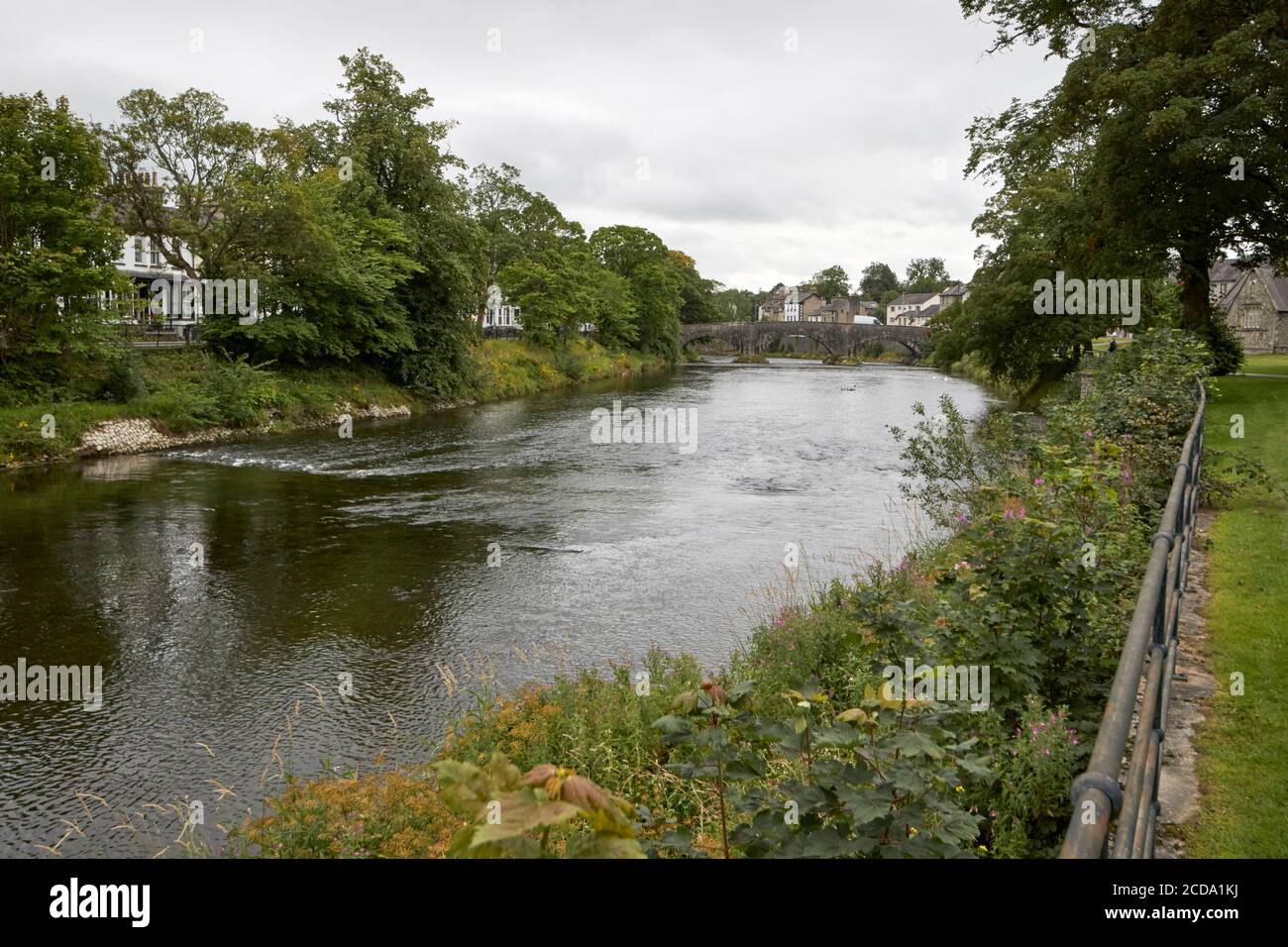 The River Kent flowing through Kendal cumbria england uk Stock Photo ...