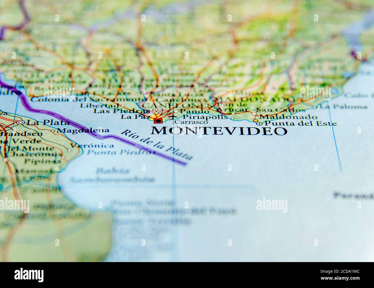 Geographic map of Uruguay with Montevideo capital city Stock Photo - Alamy