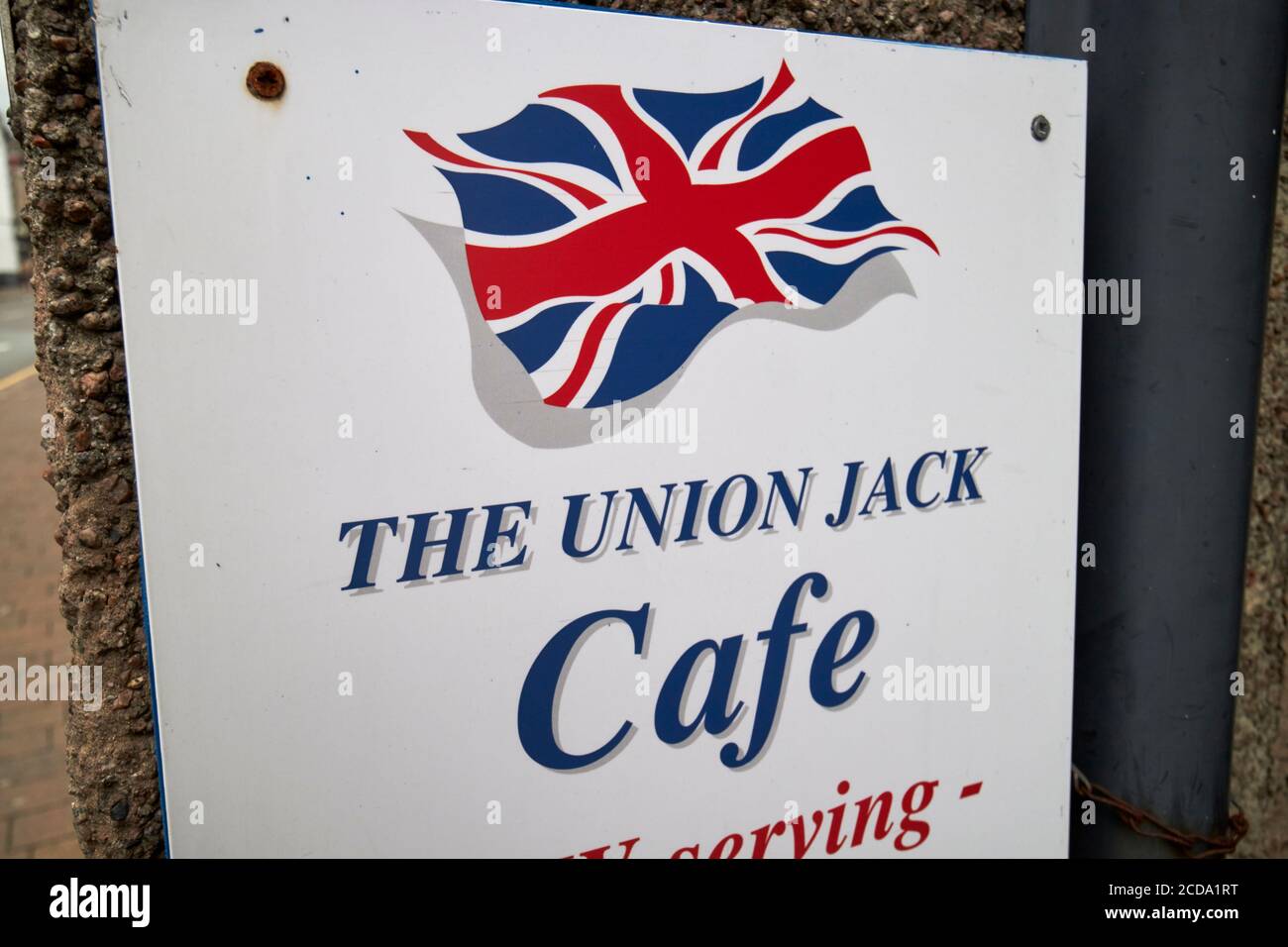 sign for the union jack cafe in Kendal cumbria england uk Stock Photo ...