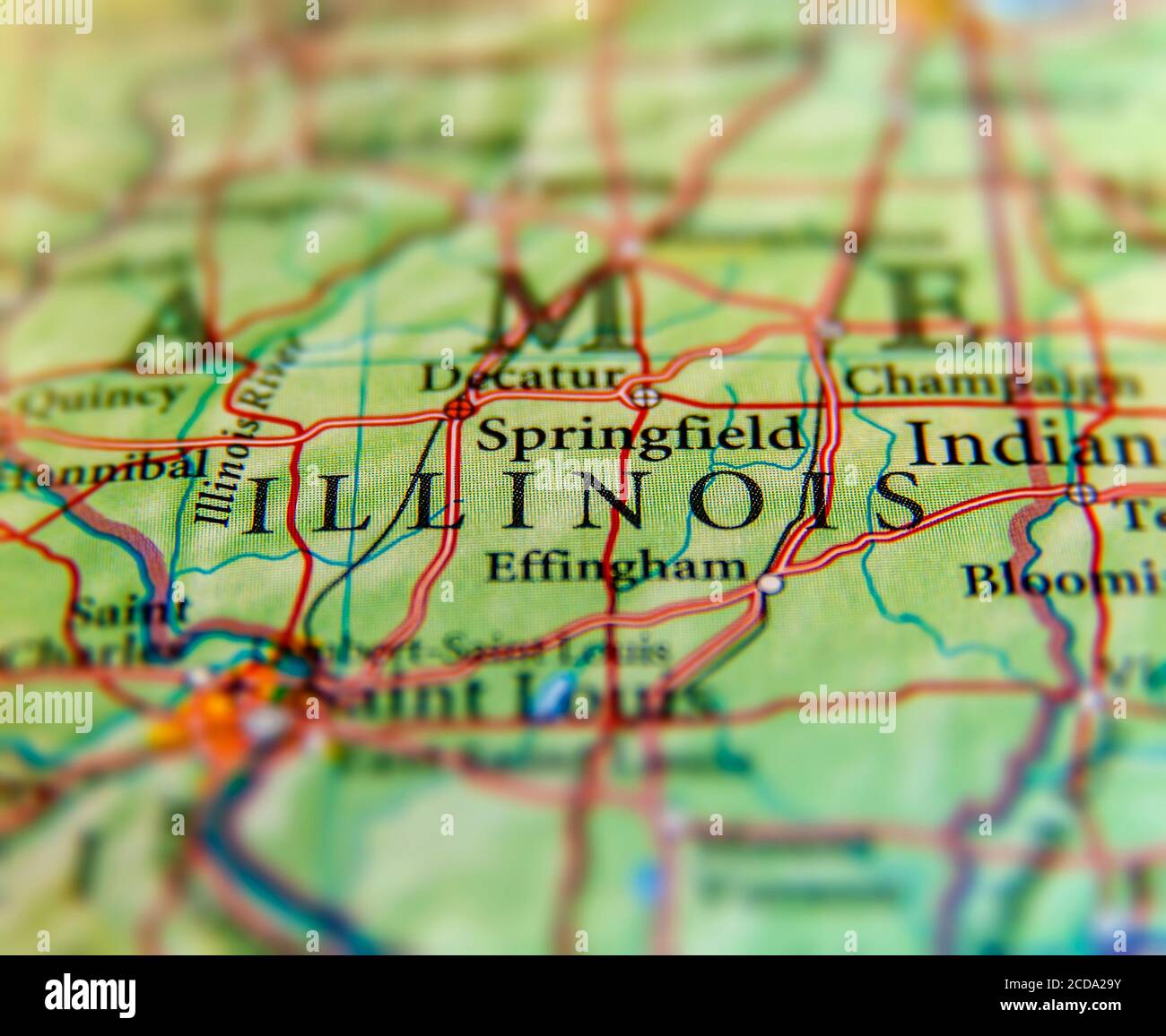 Geographic map of US state Illinois Stock Photo - Alamy
