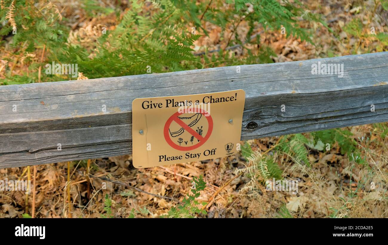 "Give Plants a Chance! Please Stay Off" sign with foot and plant icon ...