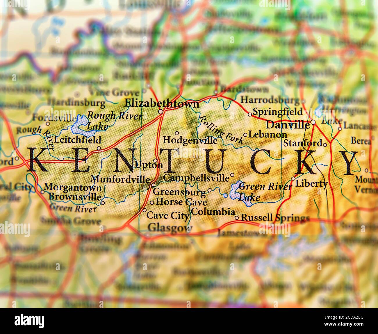 Geographic map of US State Kentucky Stock Photo - Alamy