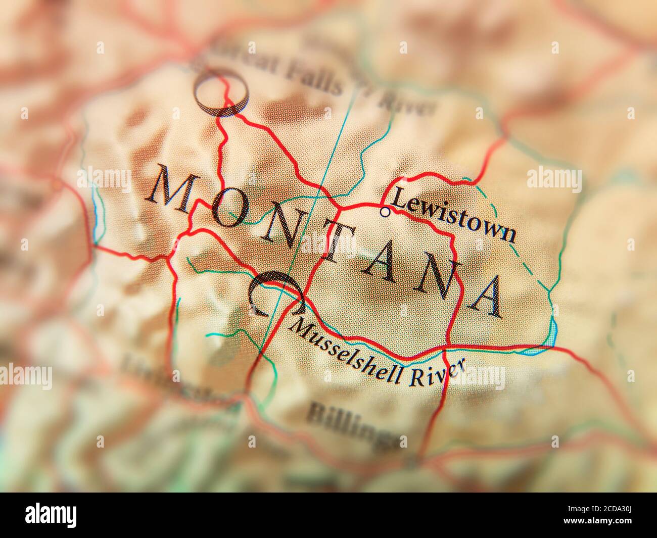 Geographic map of US State Montana Stock Photo - Alamy