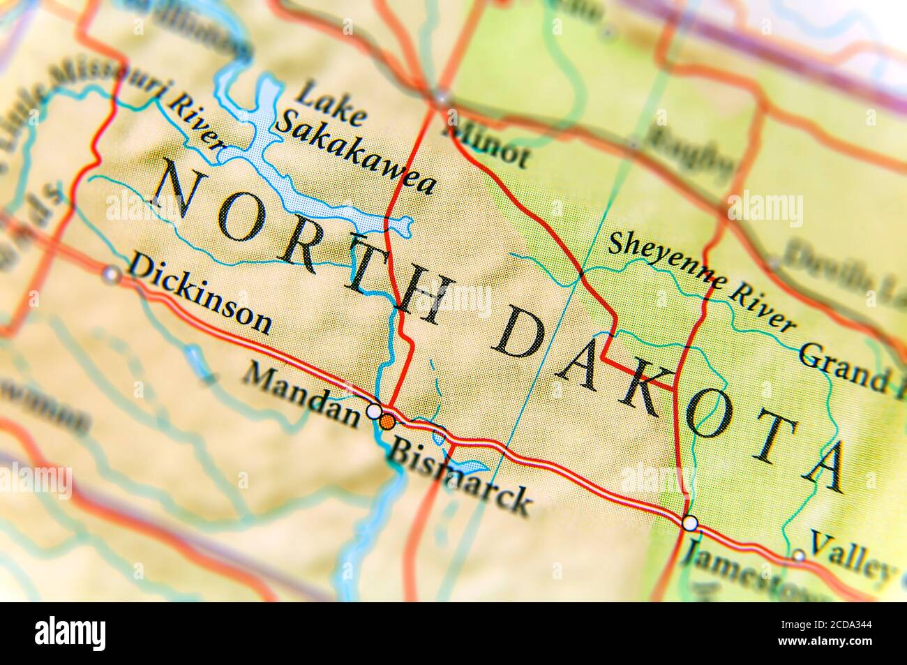 Geographic map of US State North Dakota Stock Photo - Alamy