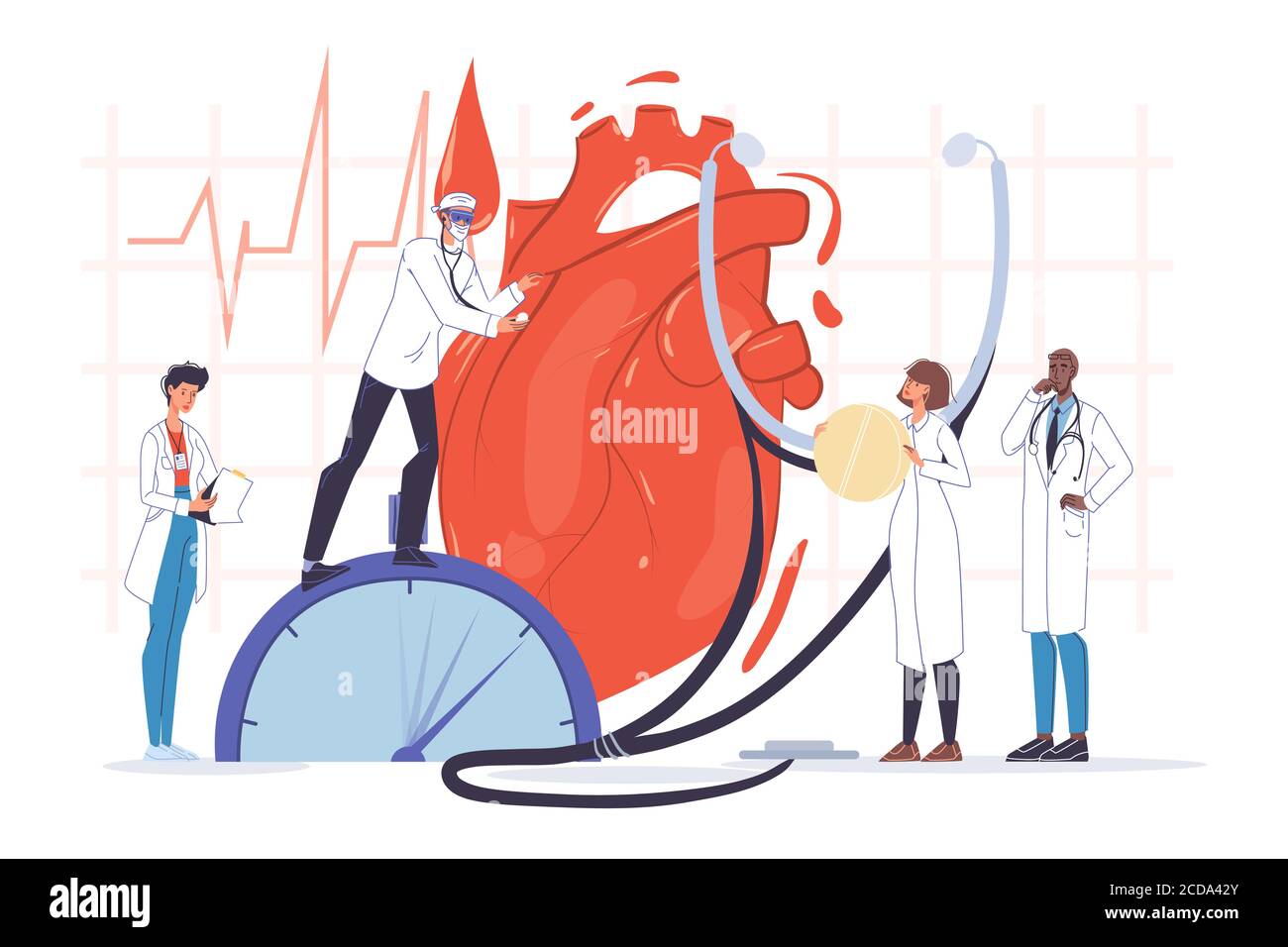 Doctor cardiologist team human heart examination Stock Vector Image ...