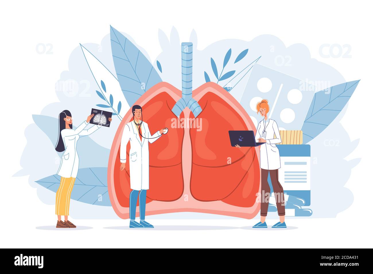 Lung inspection, disease diagnosis, treatment Stock Vector Image & Art ...