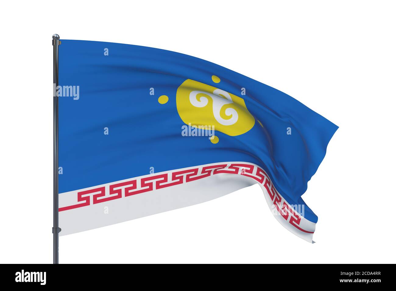 Flag of Ust-Orda Buryat Okrug. 3D illustration isolated on white ...