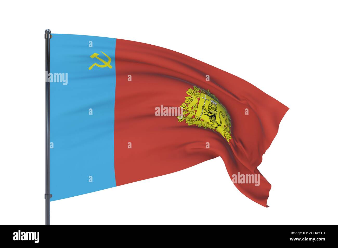 Flag of Vladimir Oblast. 3D illustration isolated on white background ...
