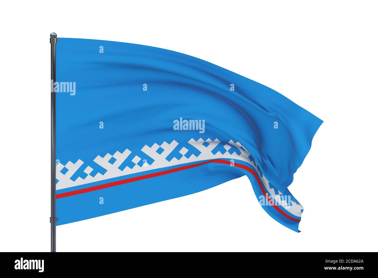 Flag of Nenets Autonomous Okrug. 3D illustration isolated on white ...