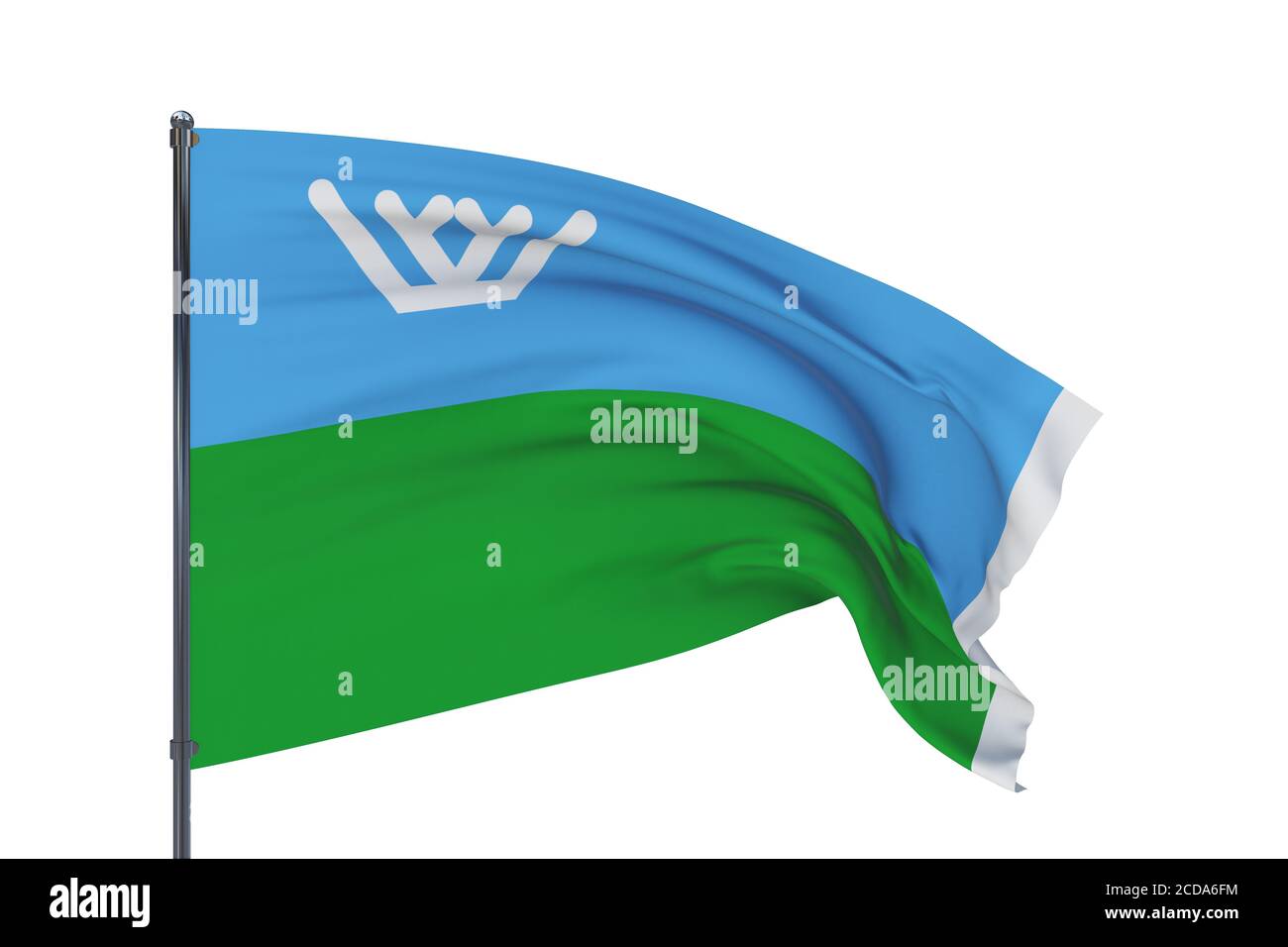 Flag of Khanty-Mansi Autonomous Okrug. 3D illustration isolated on ...