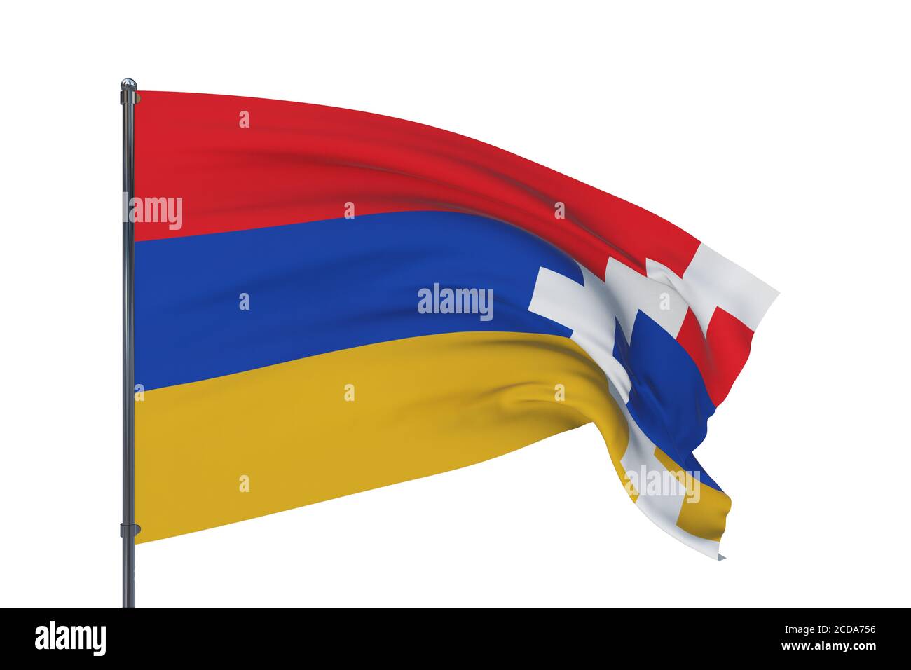3D illustration. Waving flags of the world - flag of Artsakh. Isolated on white background Stock ...