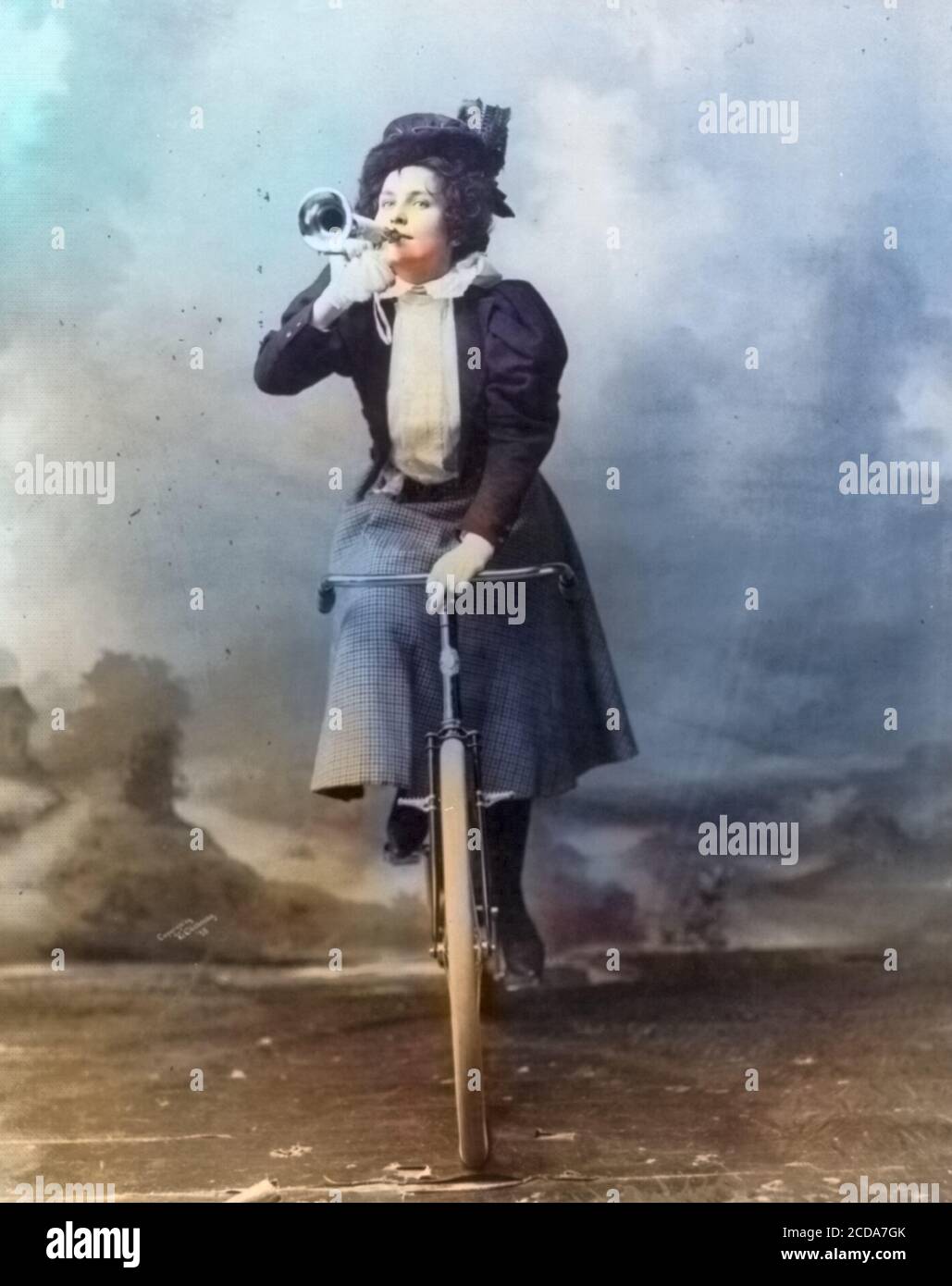 Portrait of British actress Madge Lessing on bicycle, 1898. Courtesy ...