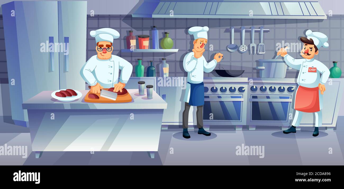 Restaurant kitchen team staff character cooking Stock Vector Image ...