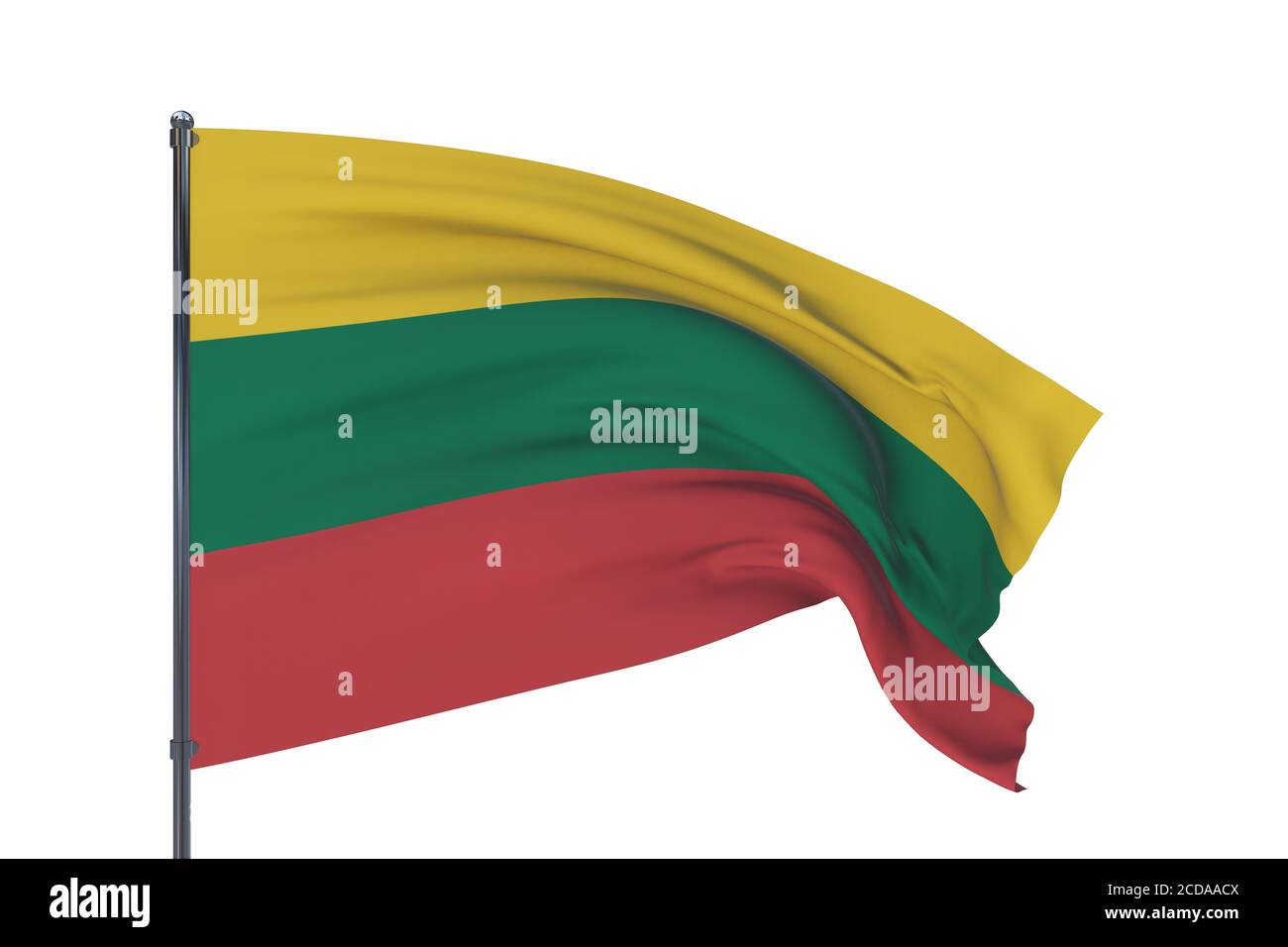 3D illustration. Waving flags of the world - flag of Lithuania. Isolated on white background ...