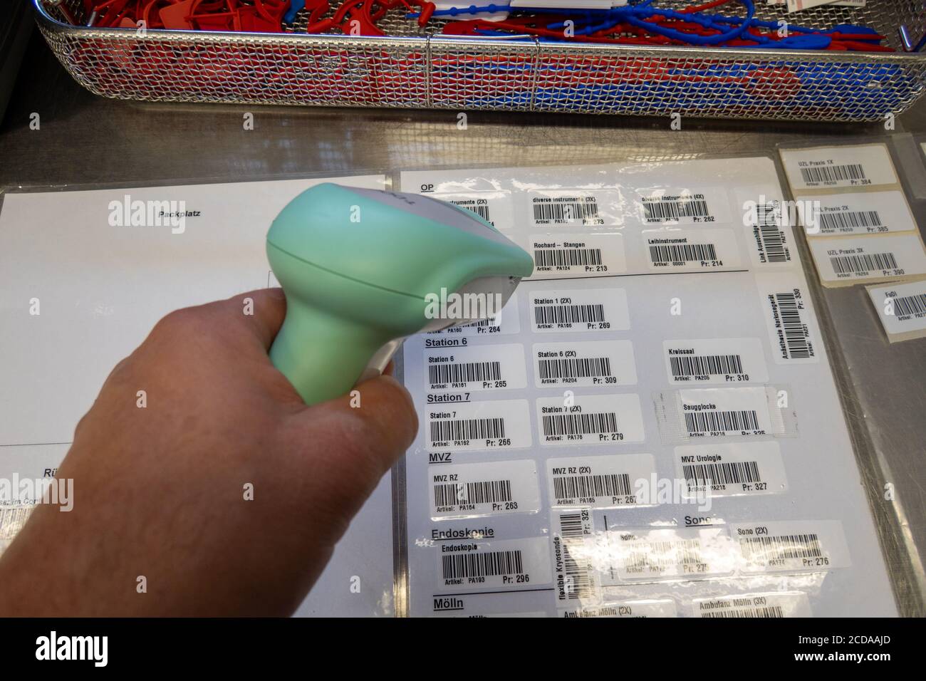 in a hospital sterilization department barcodes are scanned with a ...