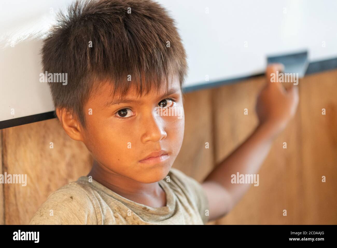 Young Riberenos Boy in the Peruvian Amazon Stock Photo - Alamy
