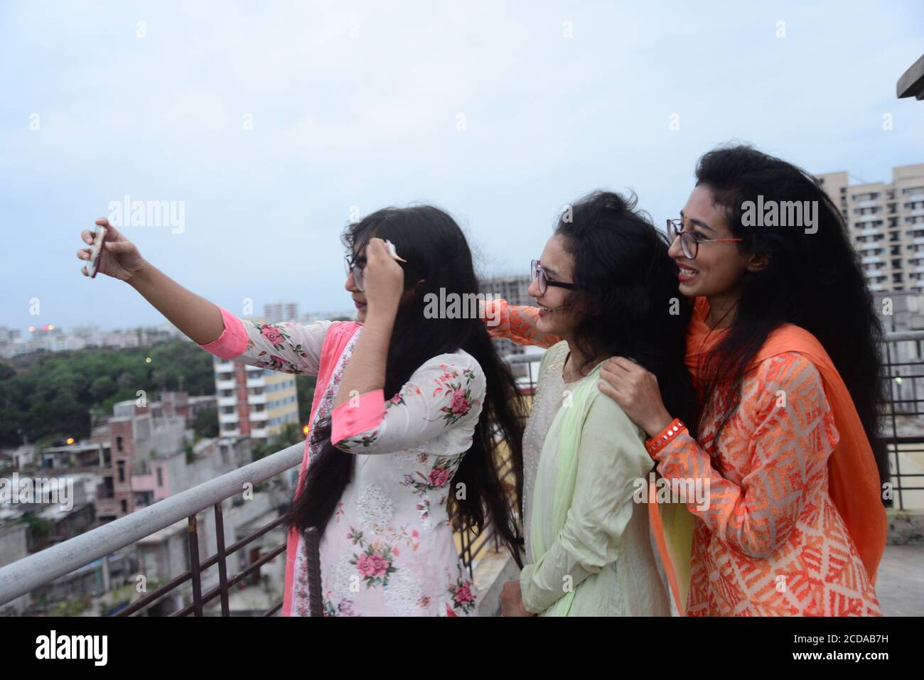 Muslims girls wear new dress taking selfie to celebration of Eid Al ...