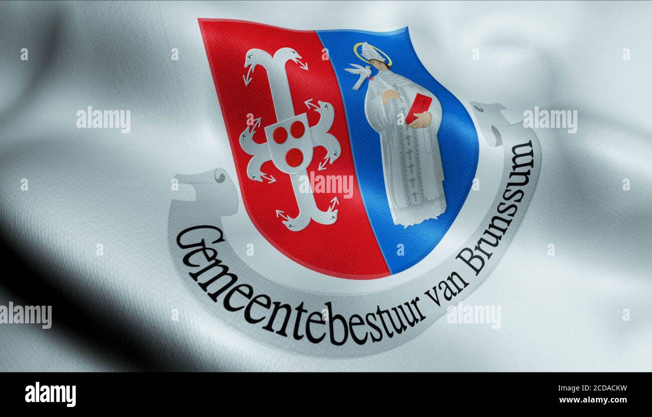 3D Illustration of a waving Netherlands Municipality flag of Brunssum ...