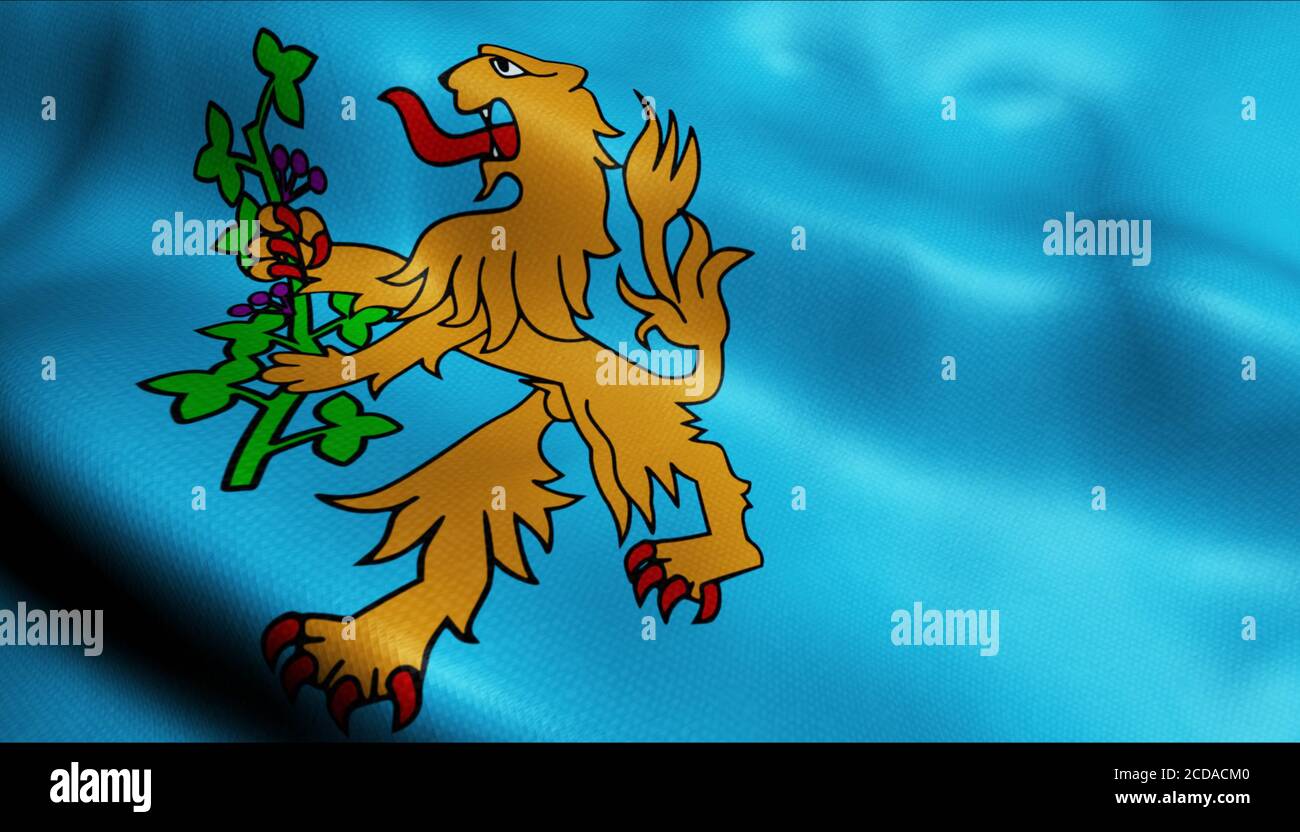 3D Illustration of a waving Netherlands Municipality flag of Brummen ...