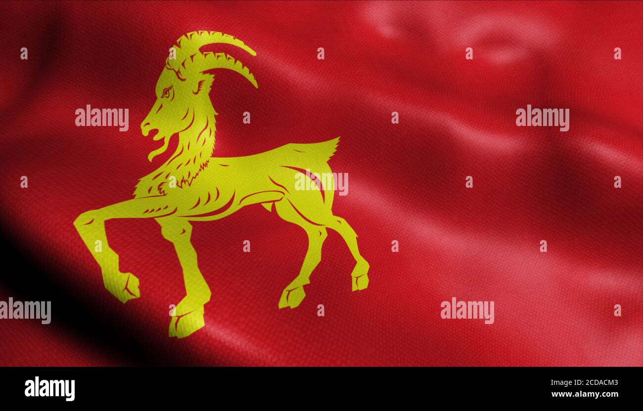 3D Illustration of a waving Netherlands Municipality flag of Boxmeer ...