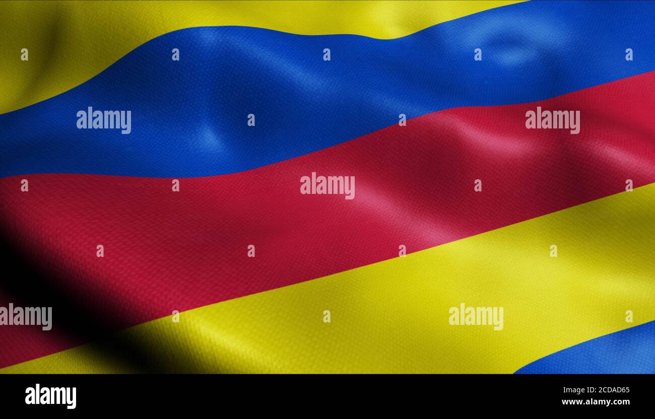 3D Illustration of a waving Netherlands Municipality flag of Bergen ...