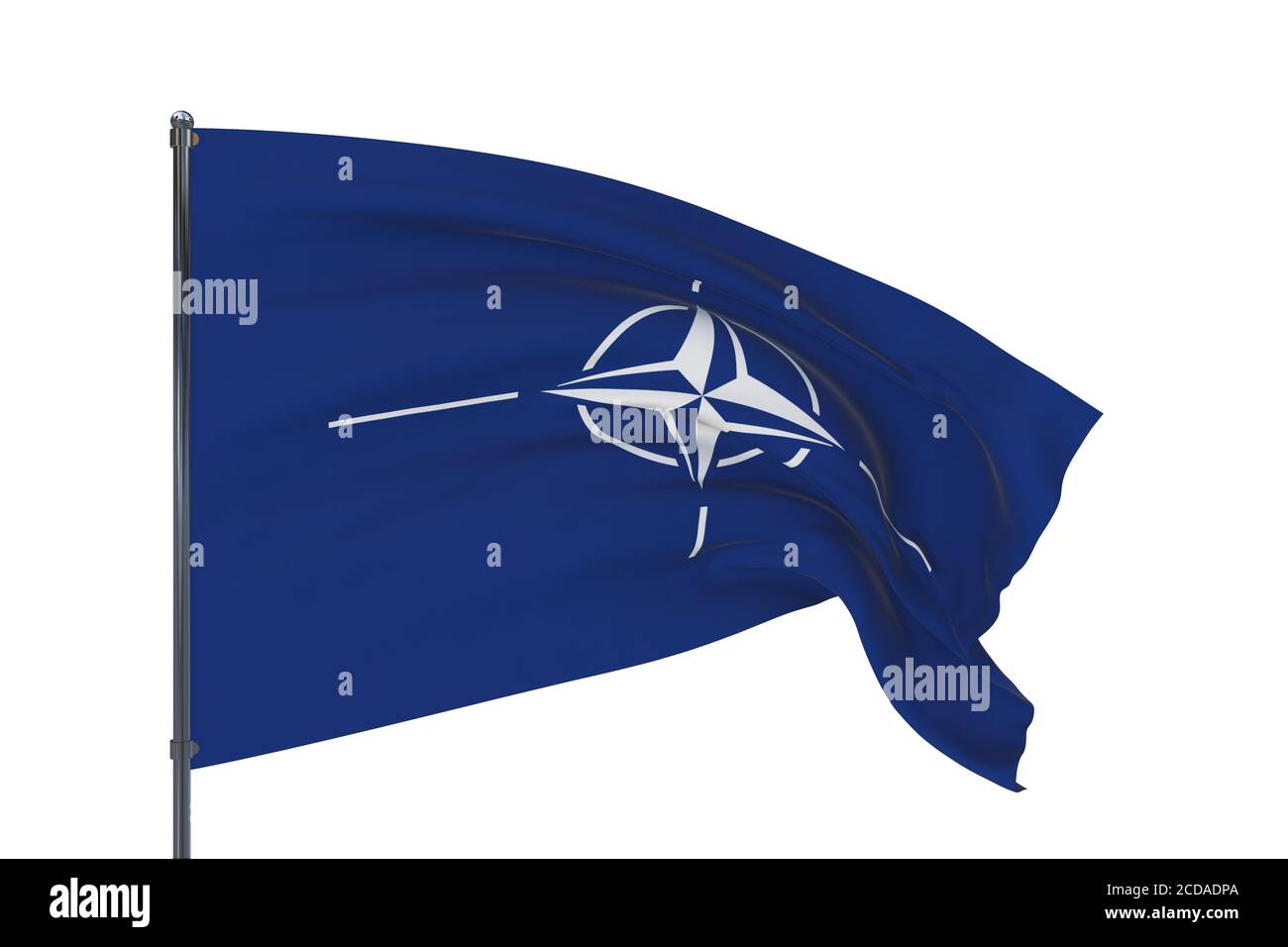 3D illustration. Waving flags of the world - flag of NATO. Isolated on ...