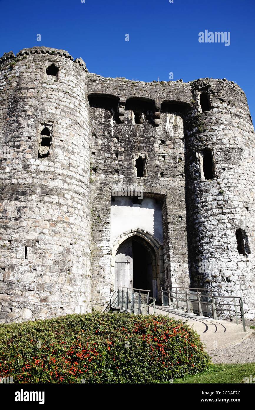 Kidwelly Castle gatehouse Carmarthenshire South Wales UK a Norman 13th ...