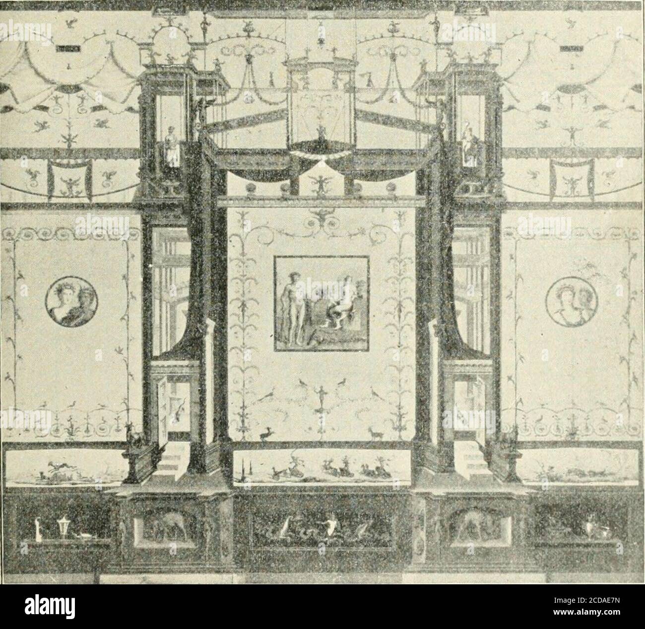 . Pompeii : its life and art . Fig. 253. — Specimen of wall decoration ...