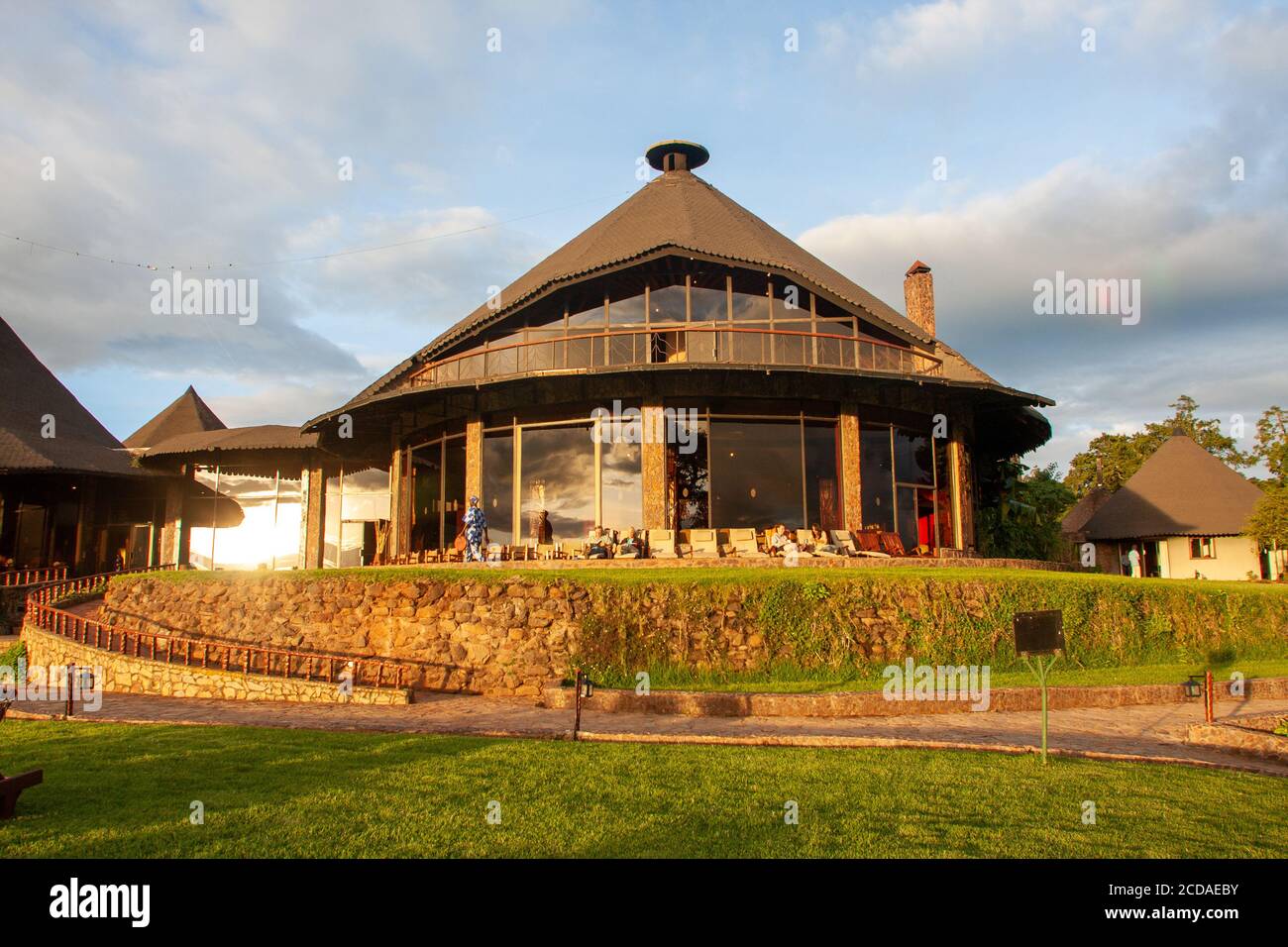 Log Hotels in Naguro Naguro crater Tanzania Stock Photo - Alamy