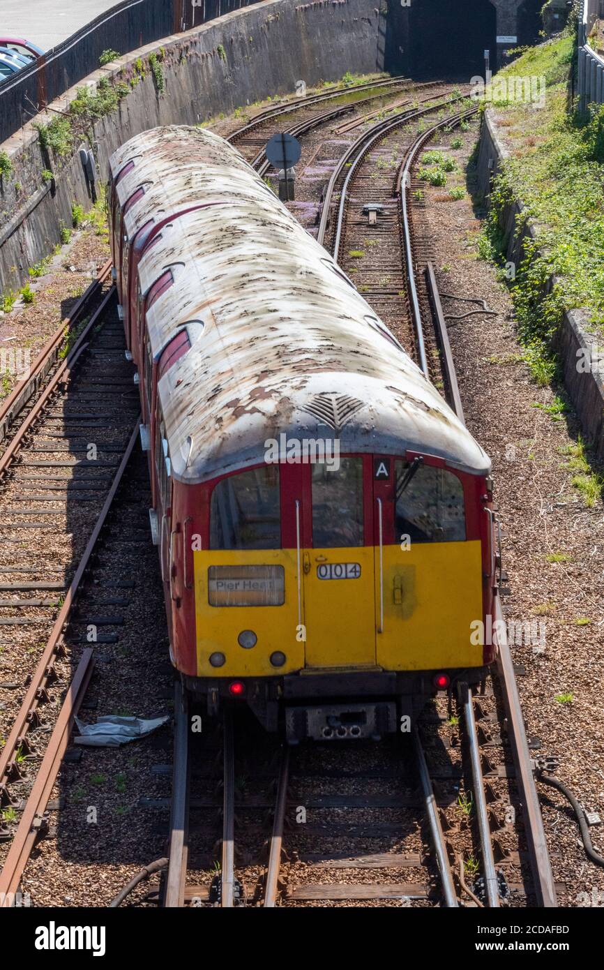 an old rusty london bakerloo line underground train on the island line ...