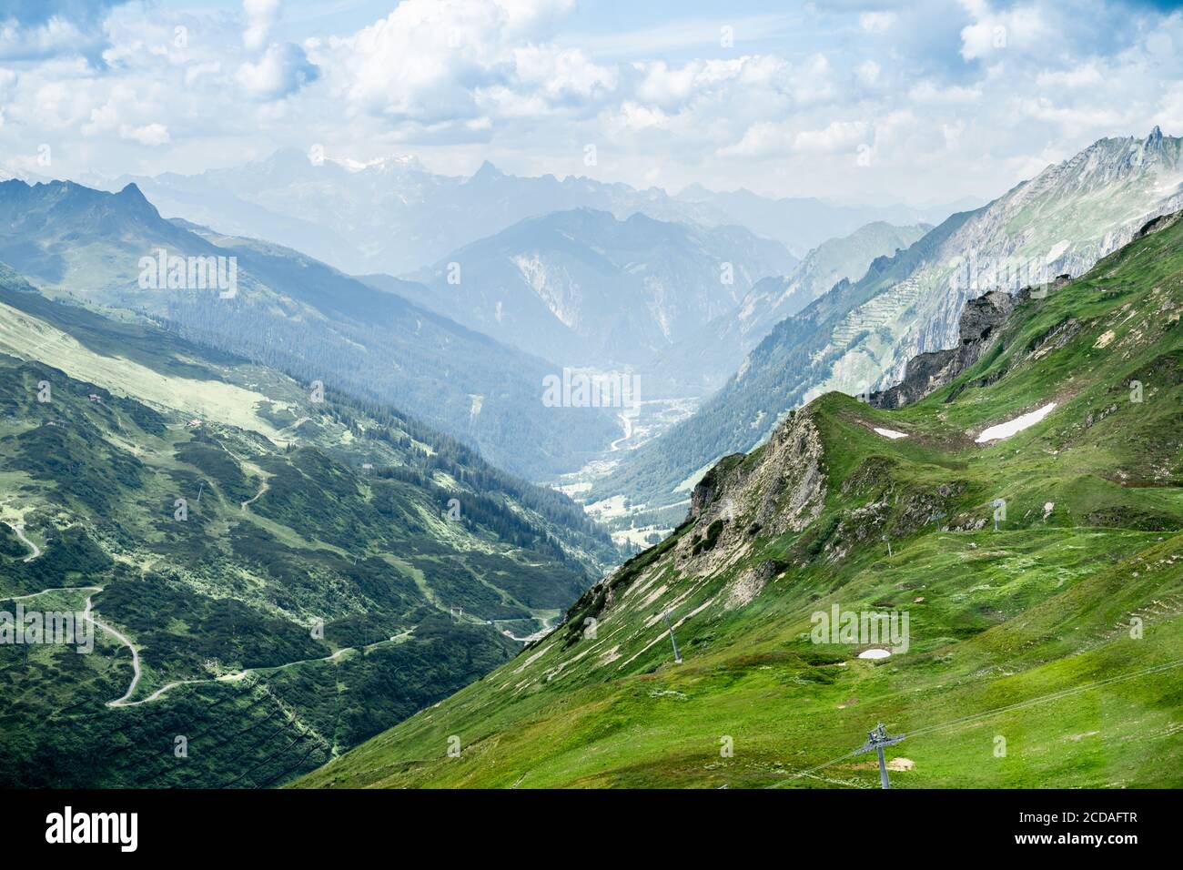 Alps Mountains. Alpine Austria Mountain With Clouds Stock Photo - Alamy