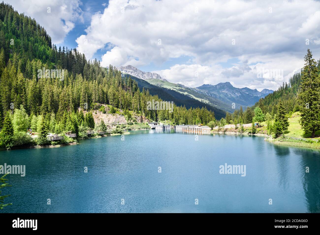 Lake In Mountains. Austrian Alps Travel Background Stock Photo - Alamy