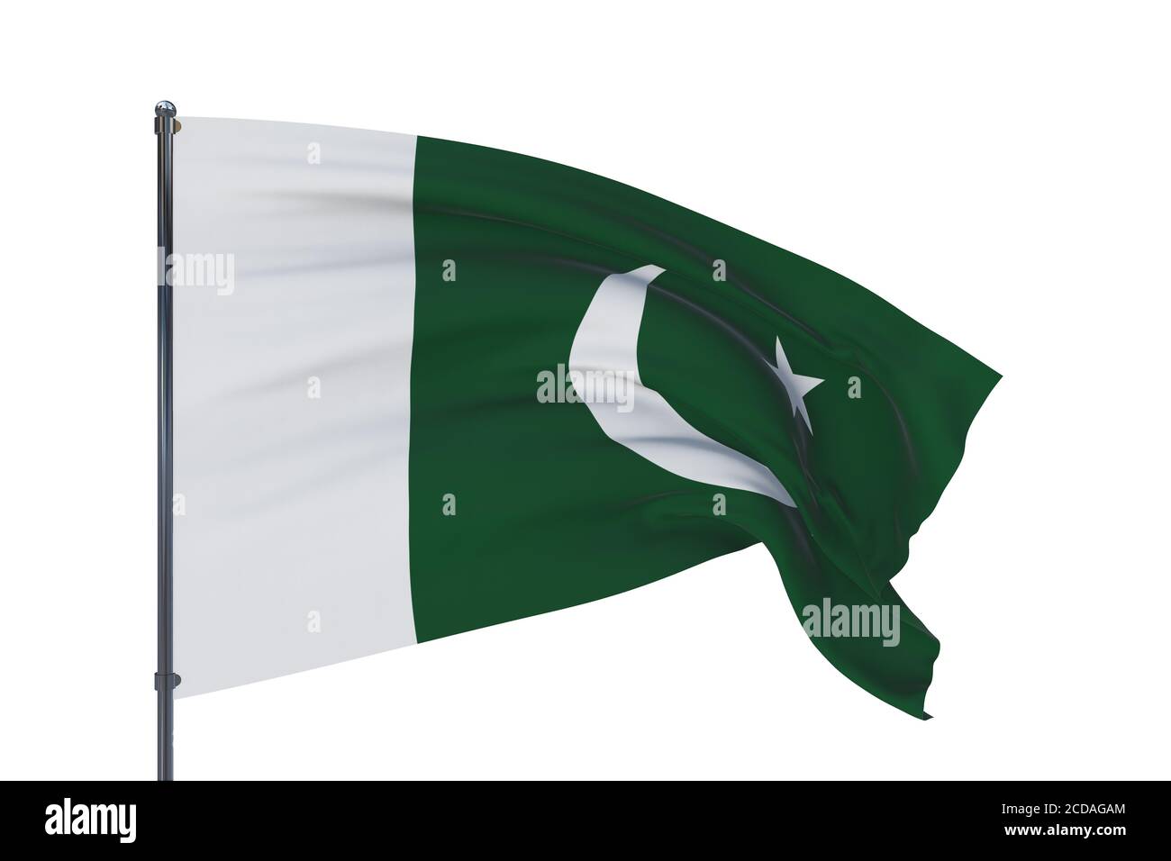 3D illustration. Waving flags of the world - flag of Pakistan. Isolated on white background ...