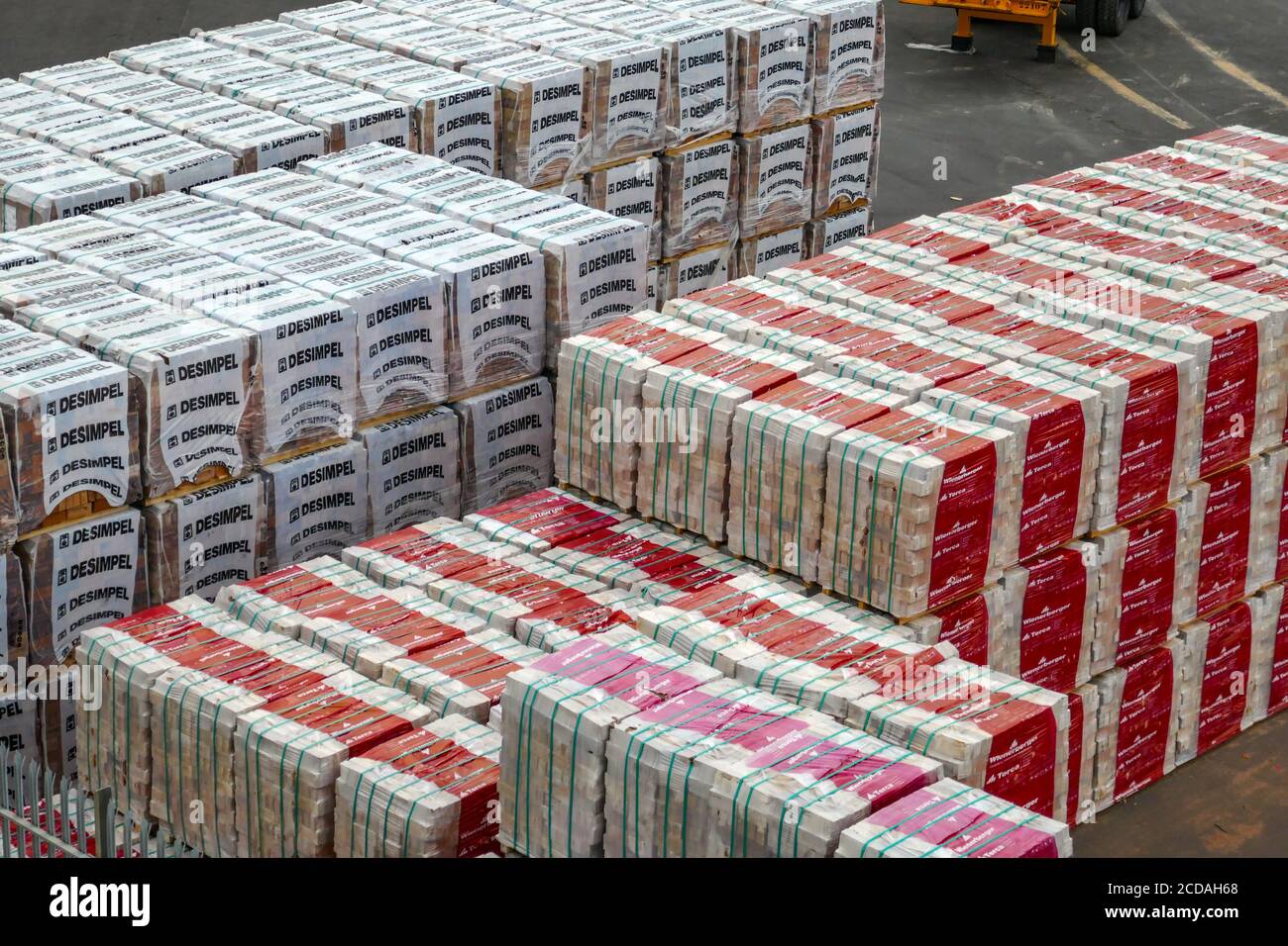 Imported piles of bricks on the harbour, Weinerberger, Hull Docks, Hull ...