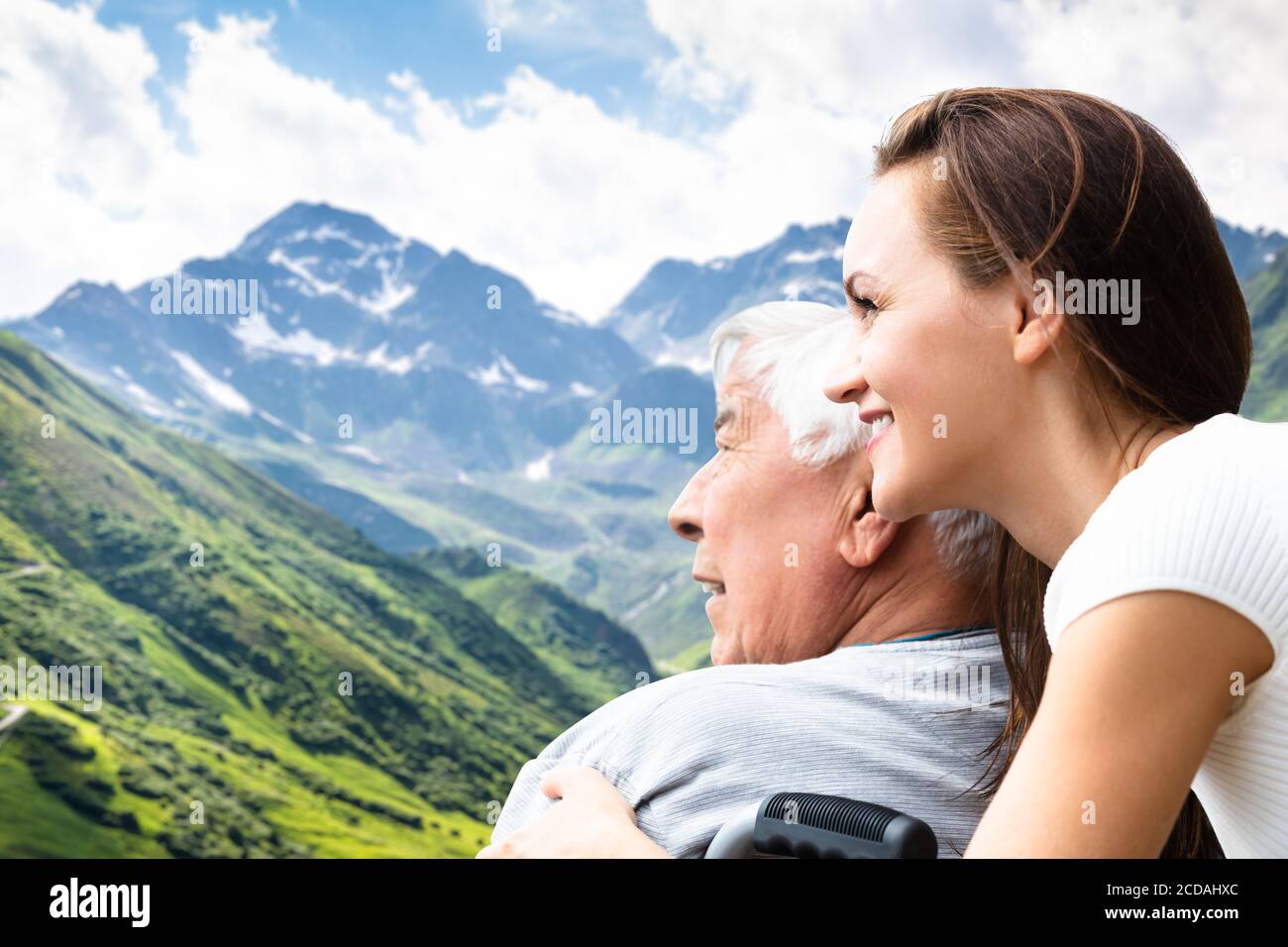 Old Happy Senior Disabled Man In Wheelchair Stock Photo - Alamy