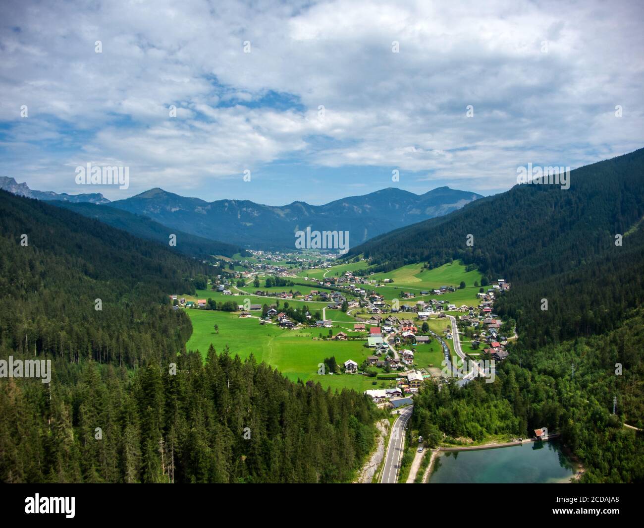 aerial view of Gosau in Austria during summer Stock Photo - Alamy