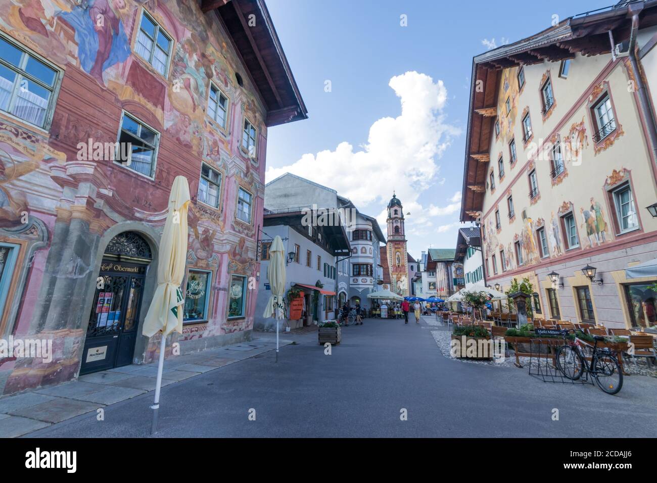 The beautiful city of Mittenwald from Germany and its painted facades ...