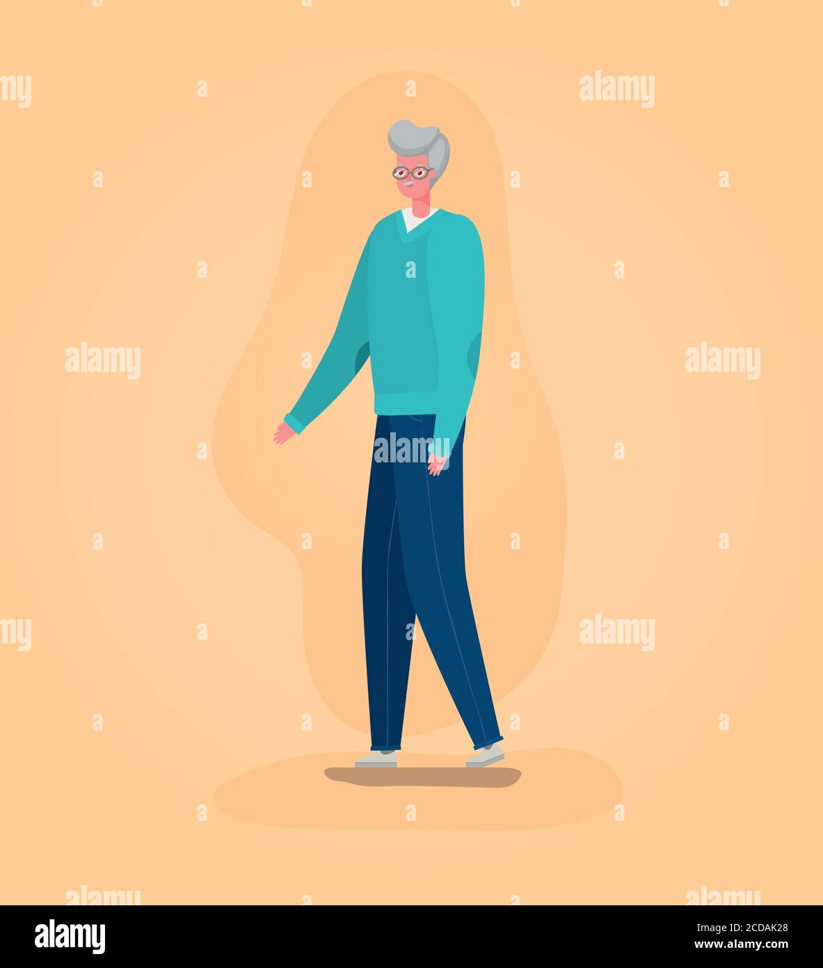Senior man cartoon on orange background design, grandfather and old ...