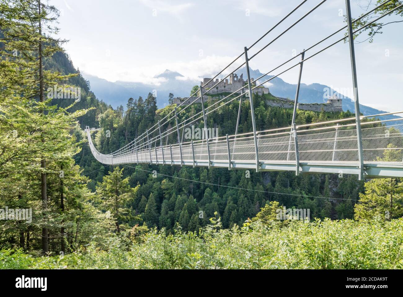 Highline 179 Reutte from Austria, its ruined castle, valley and ...