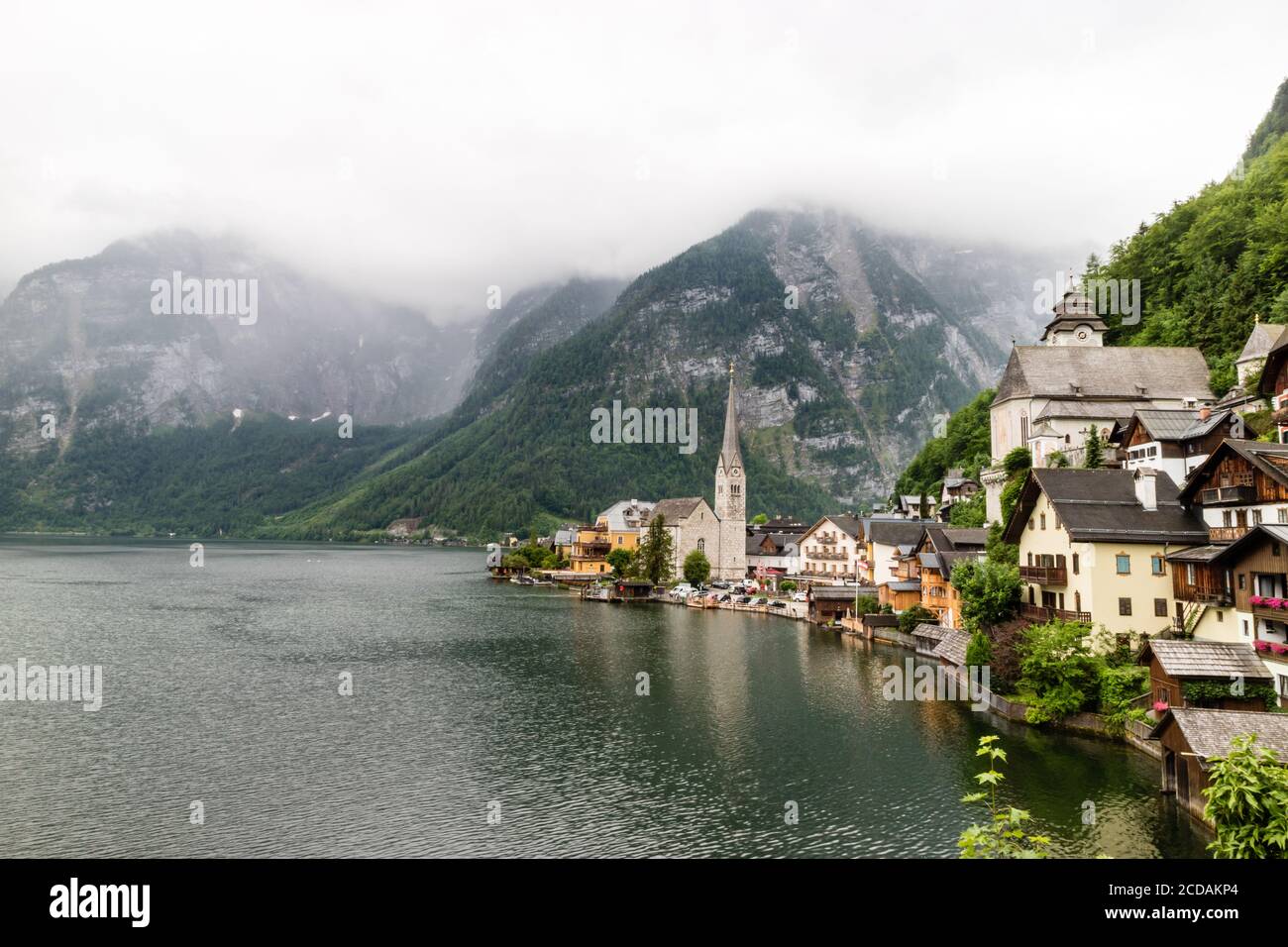 Hallstatt small town as postcard view on lake side in Austria Stock ...