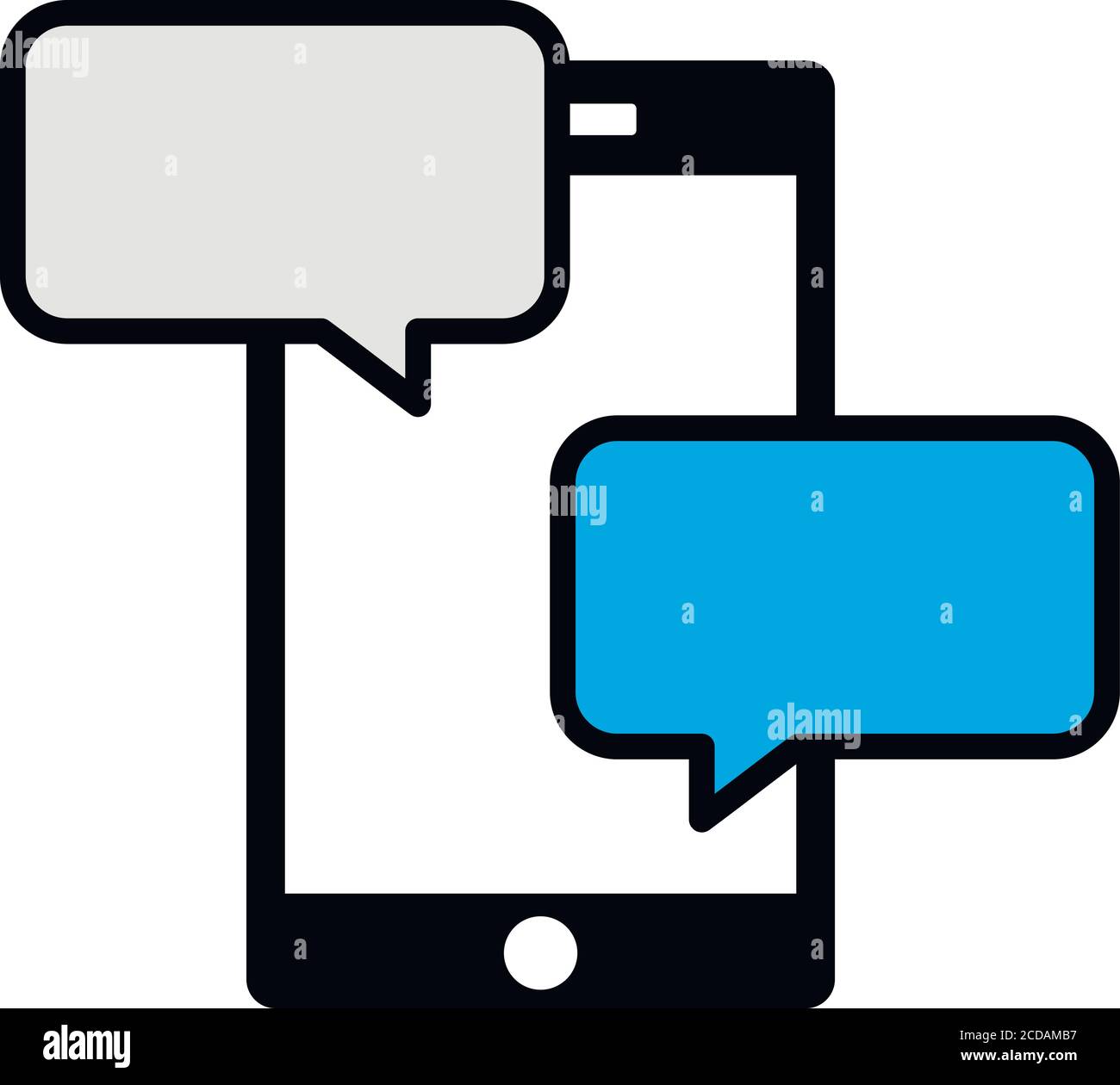 Vector black mobile phone with a two chat bubbles. Use for sending and ...