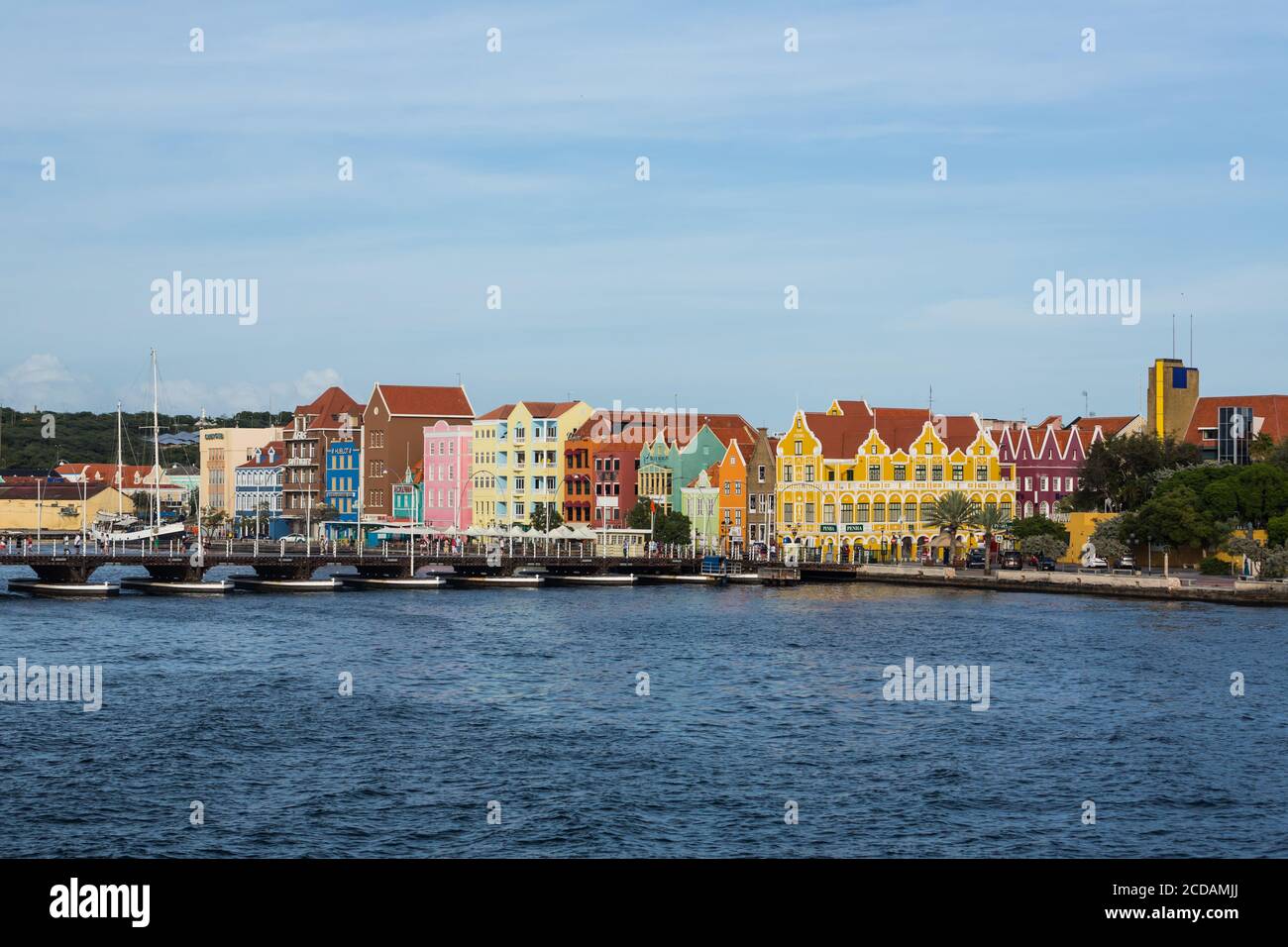 View of the colonial Dutch architecture on the waterfront of the Punda ...