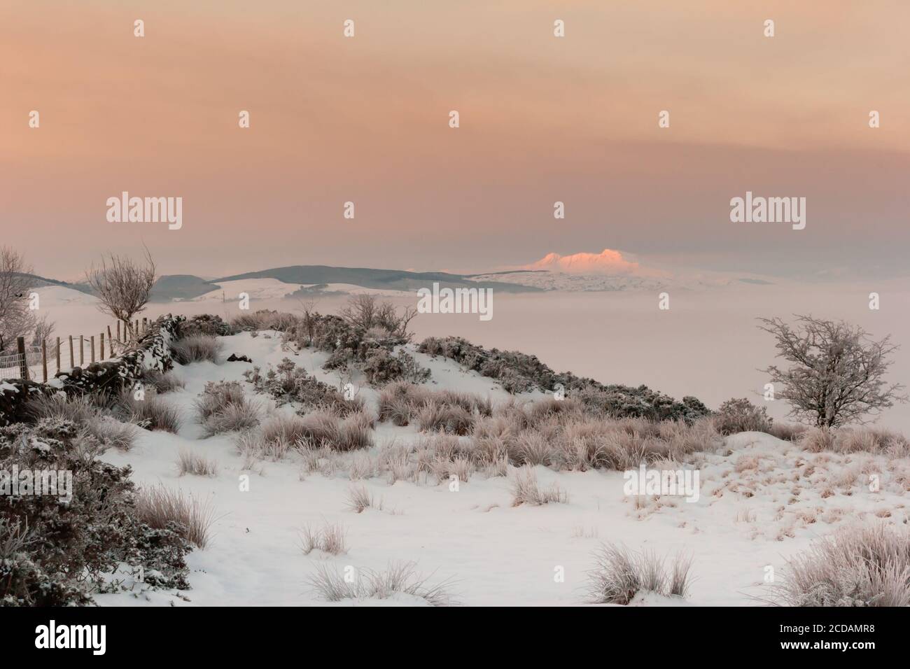 Sunrise, early morning snowy scene from Sarnau looking towards the ...