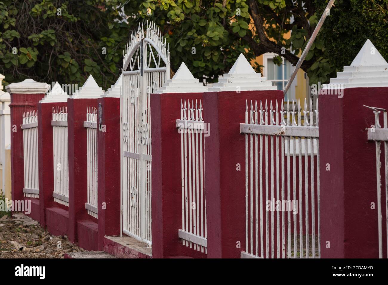 Detail of a gate and fence for an historic home in the Scharloo area of ...