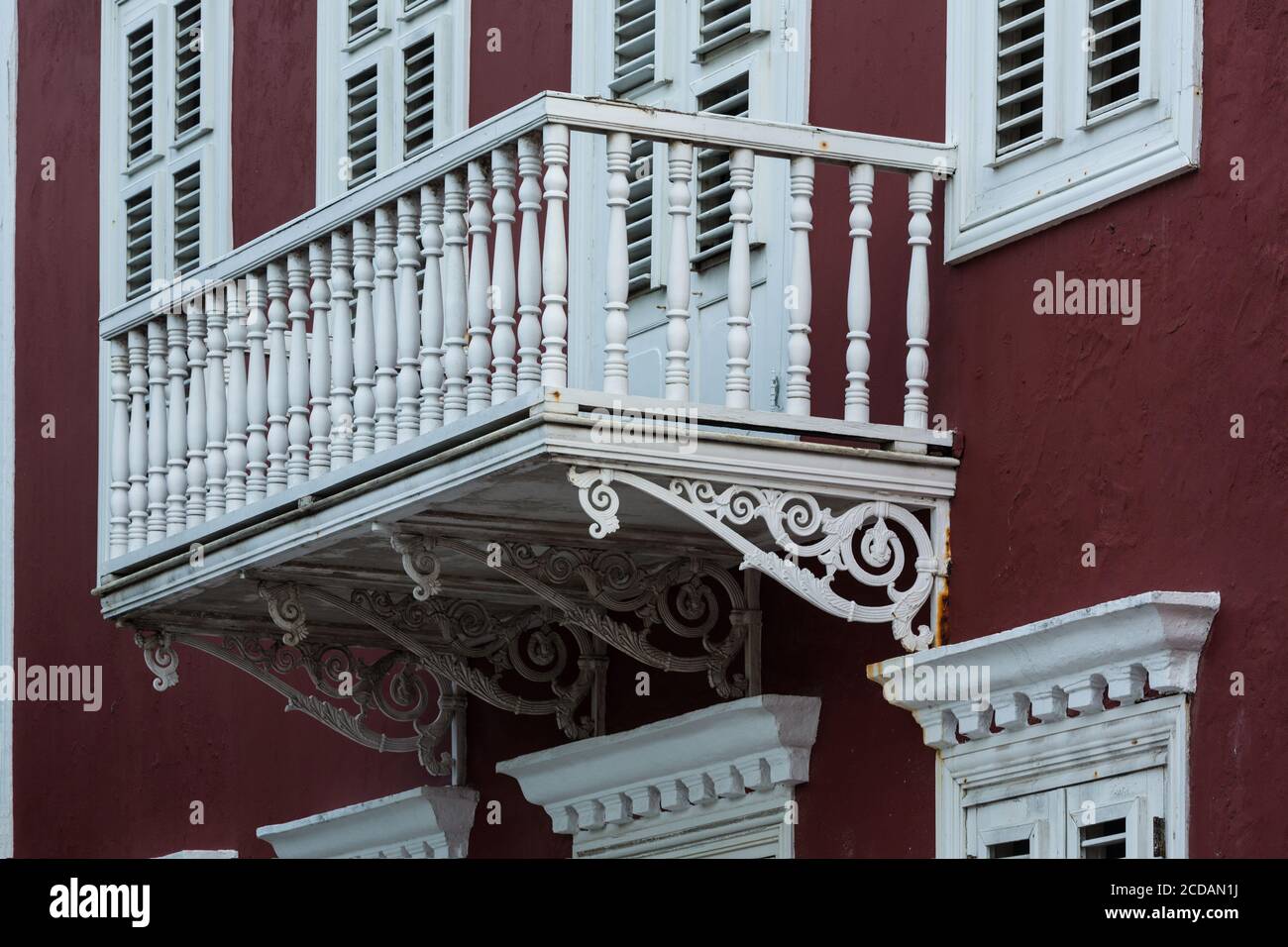 Detail of the balcony of an historic home at Scharlooweg 104, in the ...