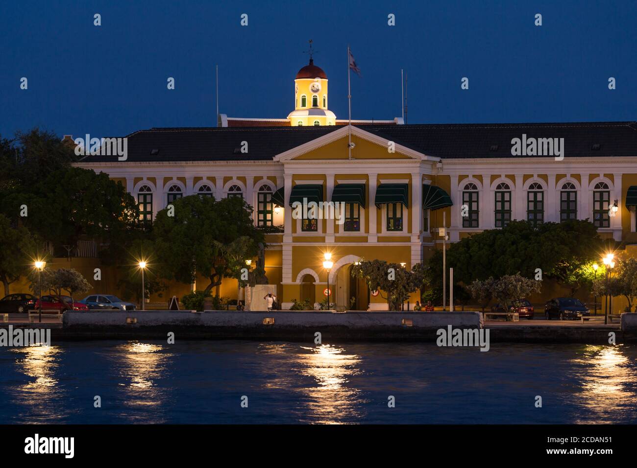 The front of the Governor's Palace at Fort Amsterdam with the lighted ...