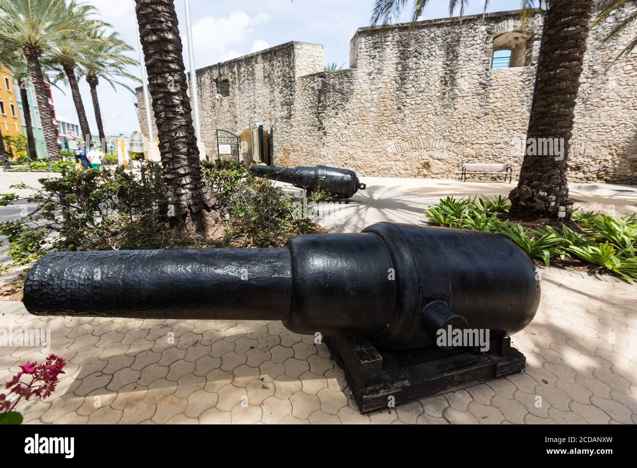 An historic cannon outside the entrance to the Rif Fort in the ...