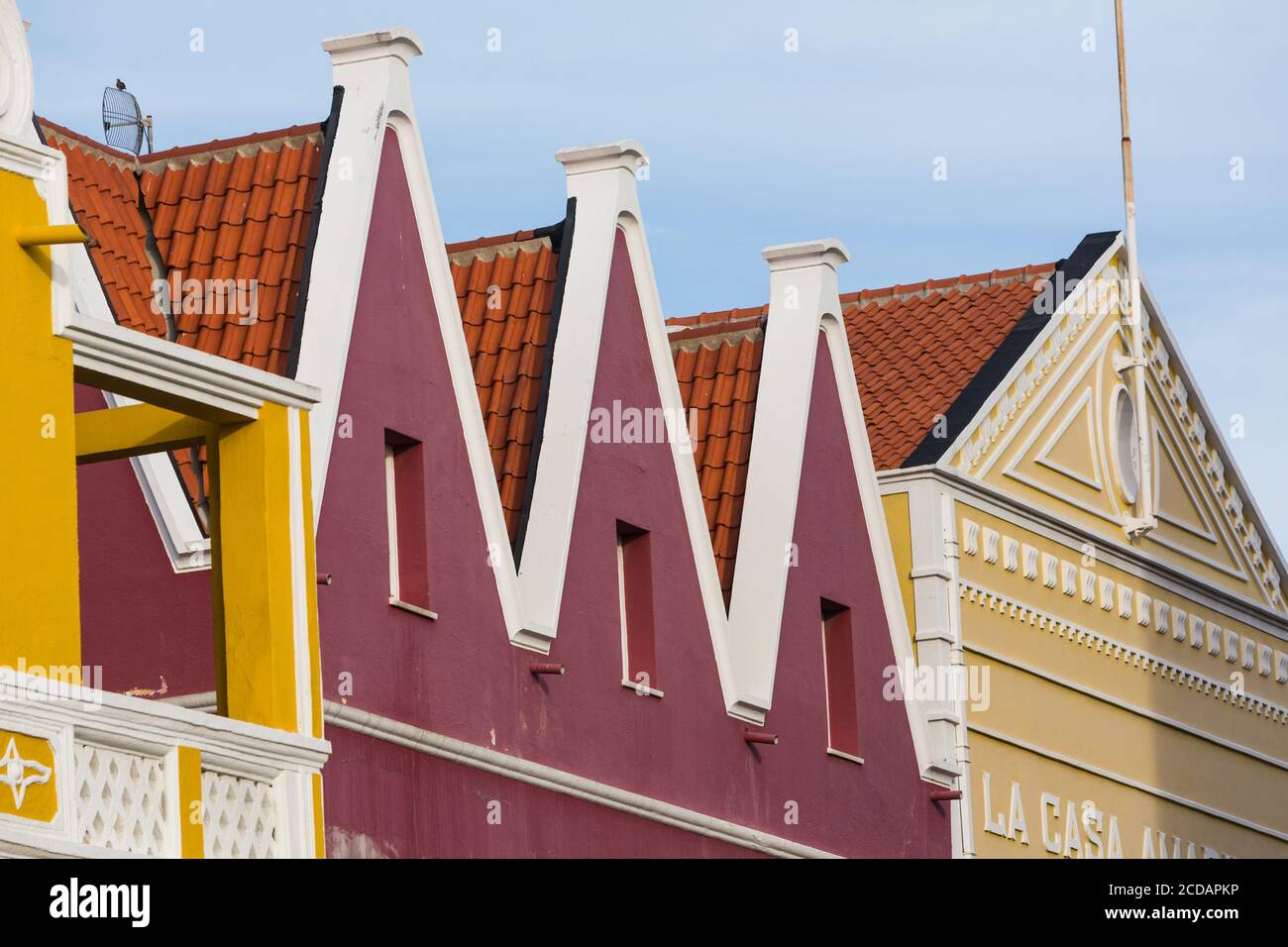 Detail of the Dutch colonial style architecture in the Punda district ...